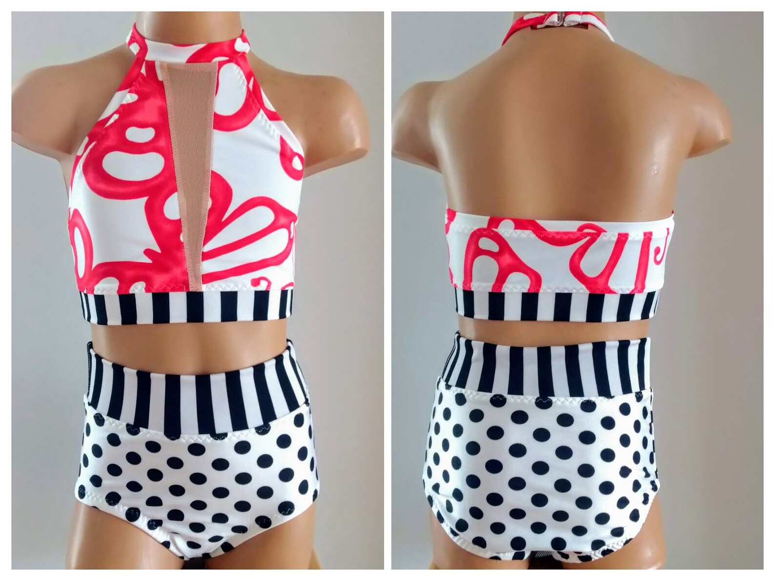 Polka Dot Dance Costume – Halter Crop Top and Briefs Set - Etsy