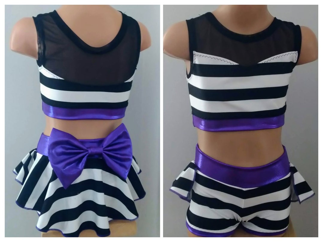 Black and White Stripe Dance Costume - Villain Performance Costume ...