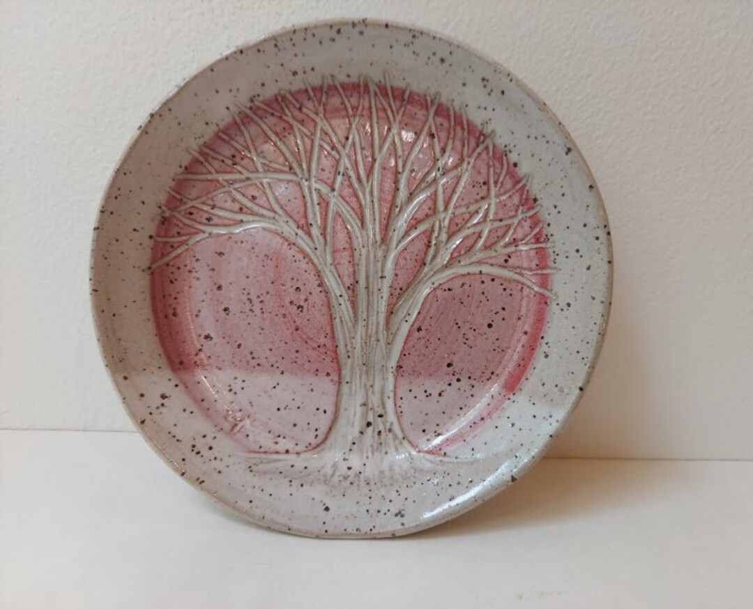 Plate, Small With Hand Carved Tree, Various Colors - Etsy