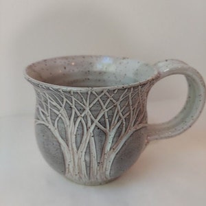 Hand Carved Tree Gray Coffee Mug Similar but Unique - Etsy