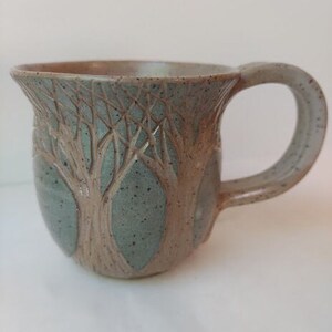 Hand Carved Tree Gray Coffee Mug Similar but Unique - Etsy