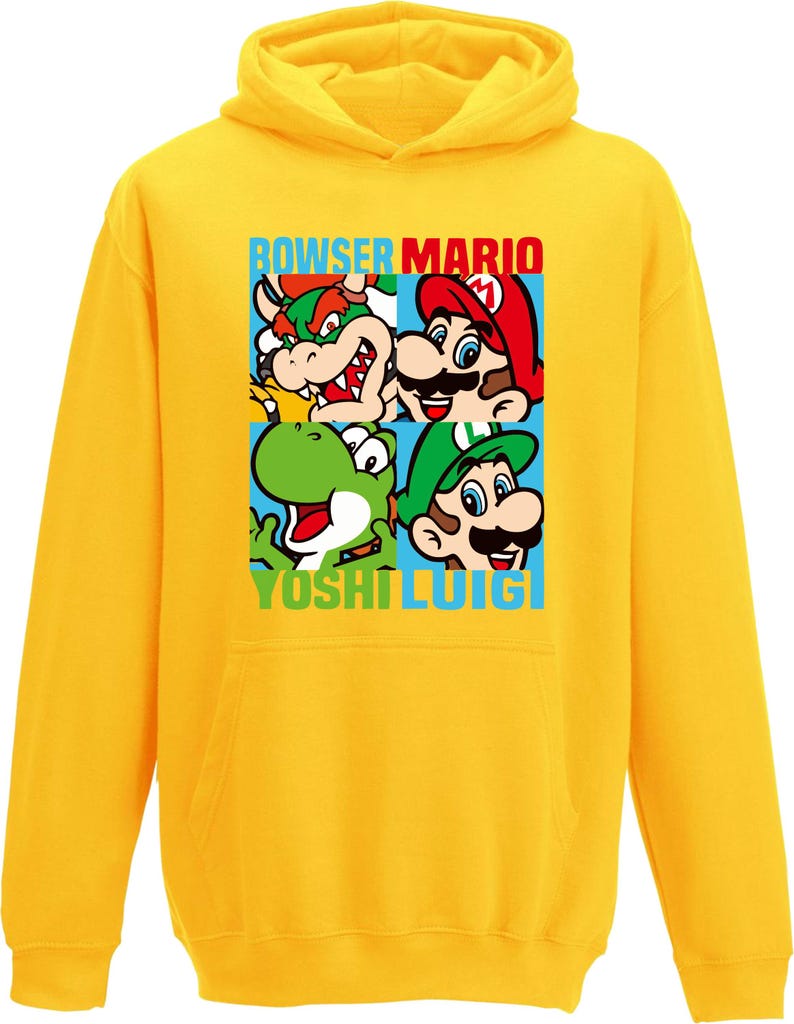 Super Mario Hoodie, Bowser Mario Pullover, Yoshi Funny Cartoon Top ...