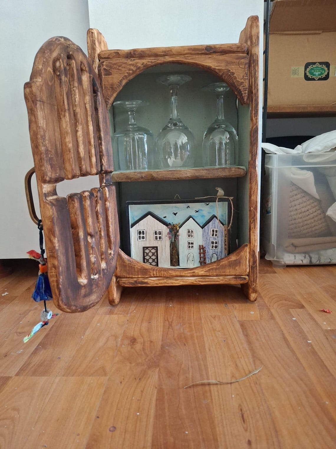 Handmade Pine Wood Mini Cabinet| Rustic Decorative Furniture With Brass ...