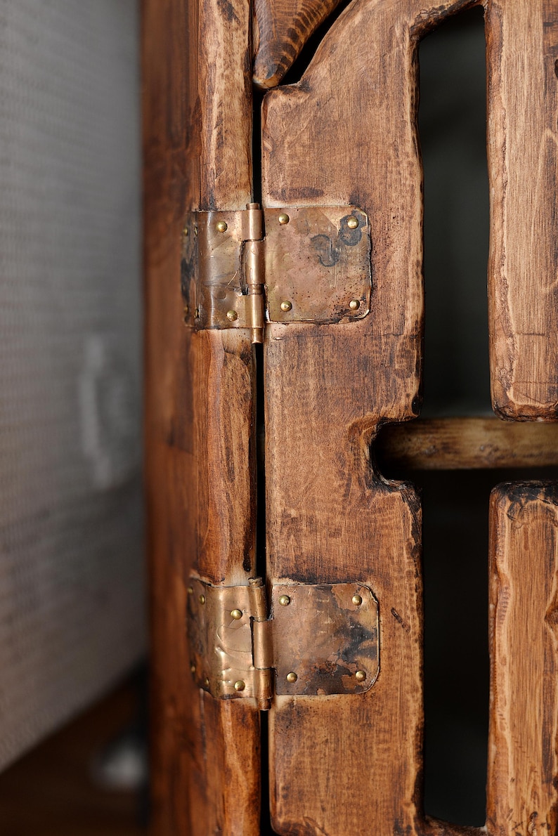 Handmade Pine Wood Mini Cabinet| Rustic Decorative Furniture With Brass ...
