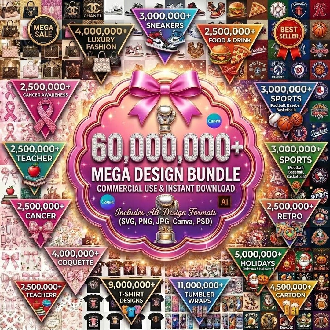 60,000,000+ Mega Design Bundle | Tumbler Bundle , Tumbler Wraps ...