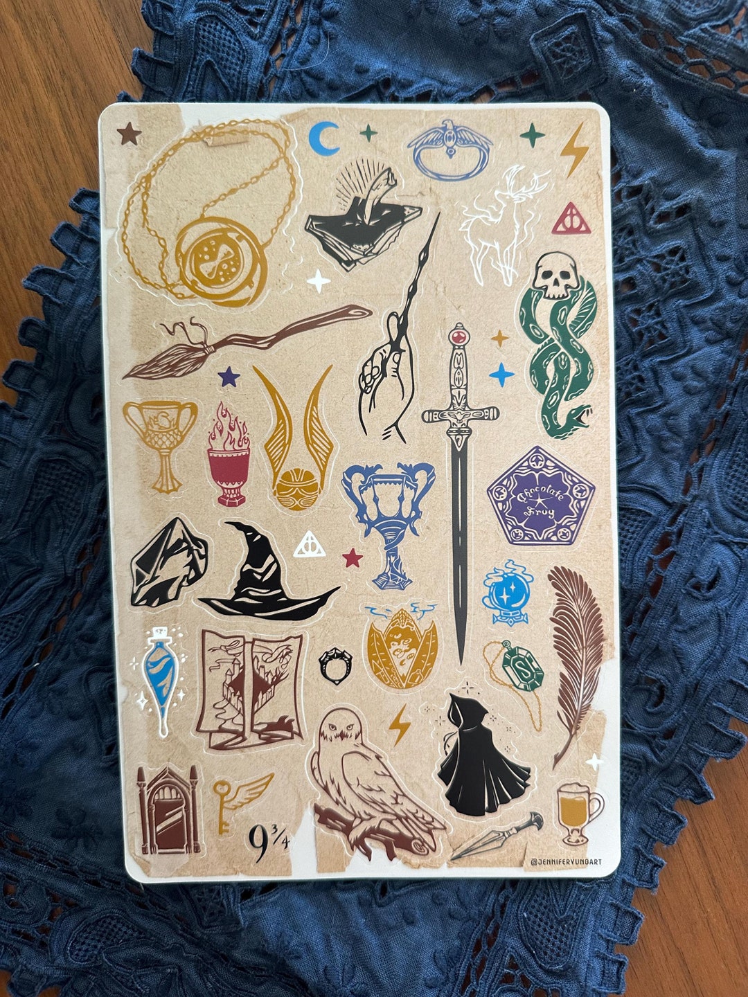 Wizarding Witch Magic School House Artifacts Sticker Sheet Owl Symbols ...
