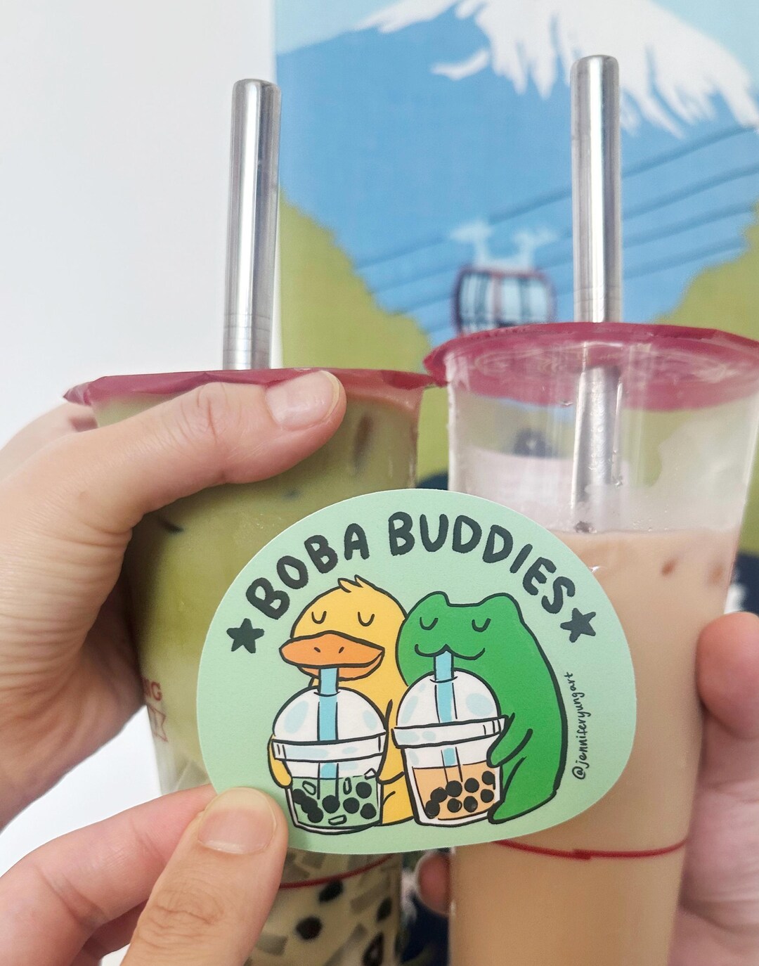 Boba Bubble Milk Tea Buddies Frog Duck Cute Kawaii AAPI Foodie Sticker - Etsy