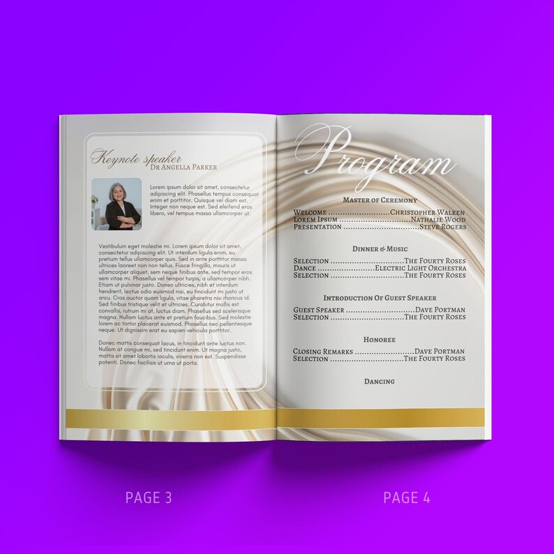 Customizable Anniversary Gala Program Template | Luxury Cream Drape ...