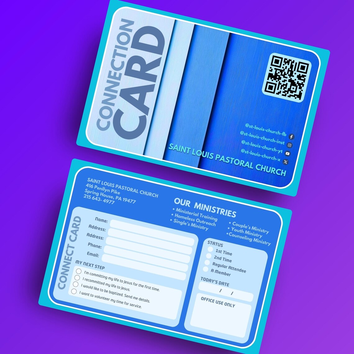 Church Connect Card Template, Blue Marine Welcome Card (canva, 6x4") - Etsy