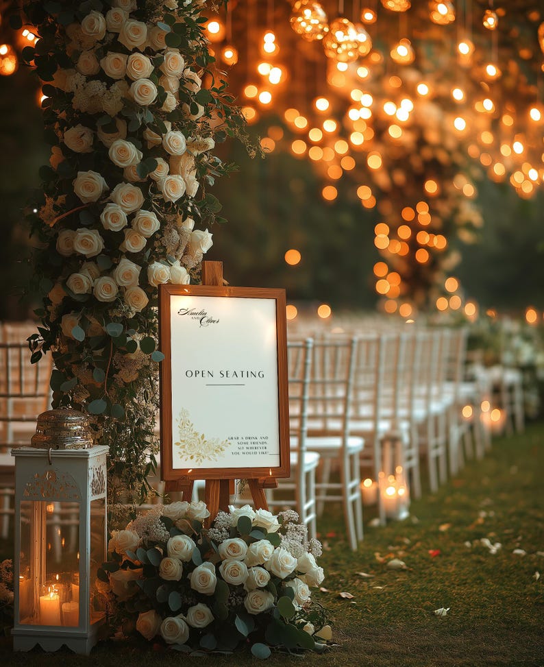 Elegant Wedding Open Seating Sign Template, Amelia Theme (DIY Canva) - Etsy