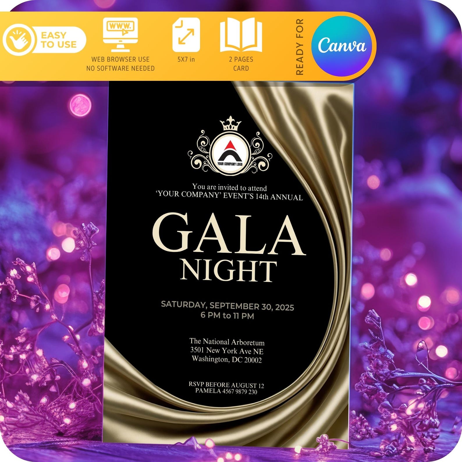 Anniversary Gala Invitation Template, Gala, Corporate Fundraiser Business Invitation Anniversary ...