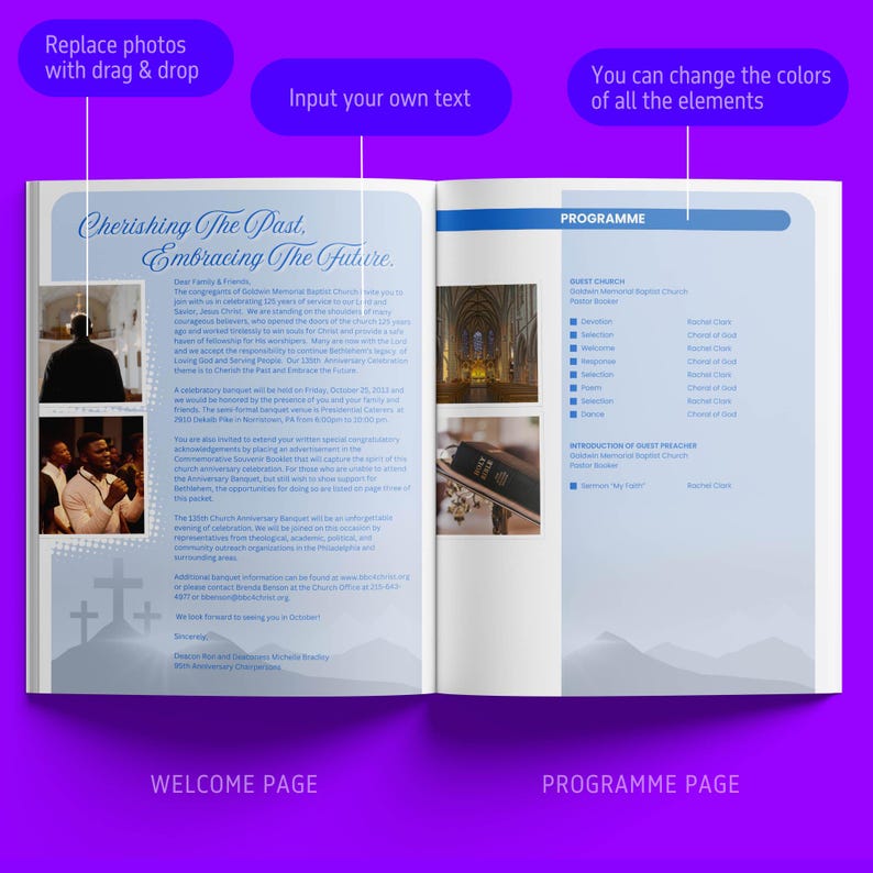 Church Souvenir Book Ad Photo DIY Templates, Editable Congratulations ...