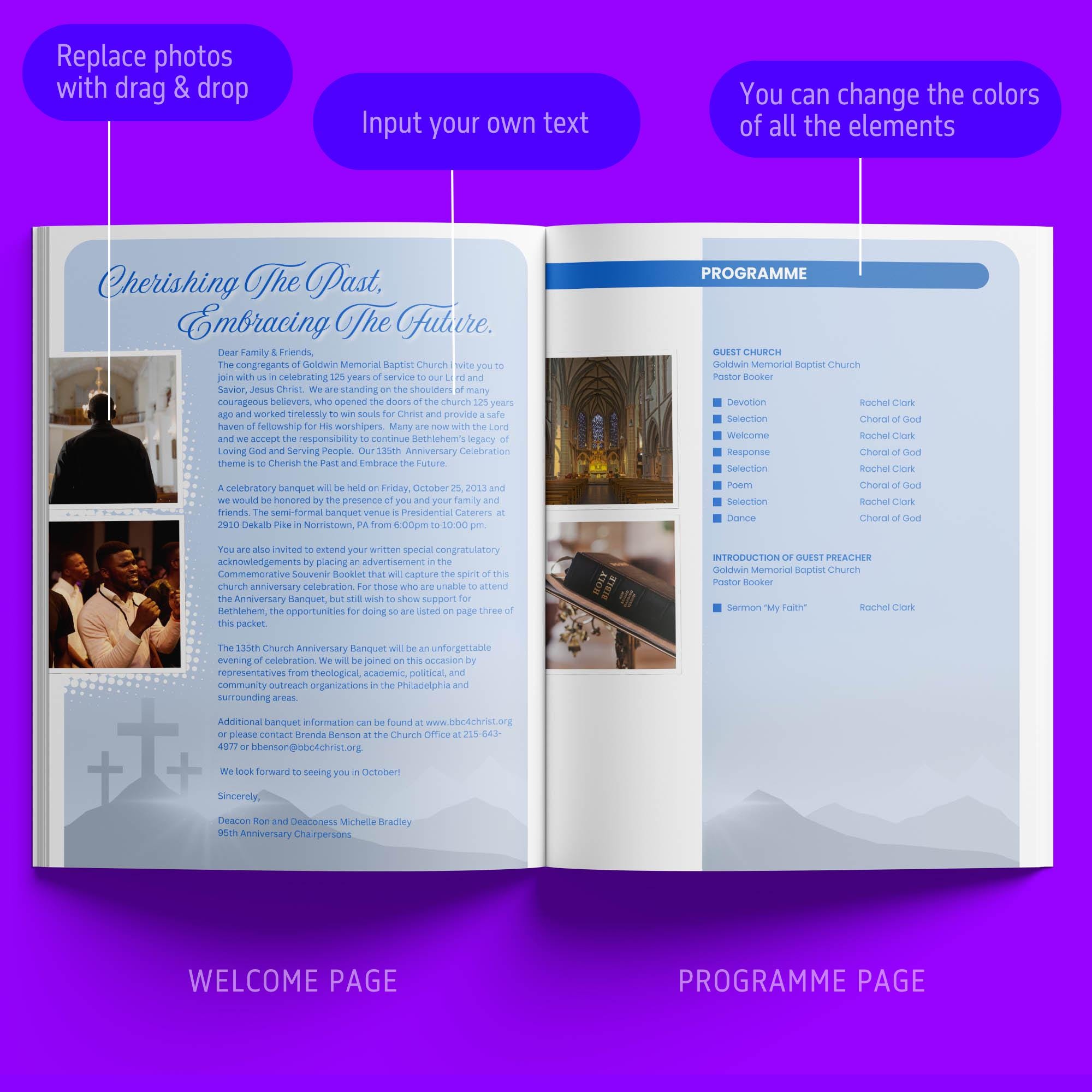 Church Souvenir Book Template, Photo Ad Booklet (made for Canva) - Etsy