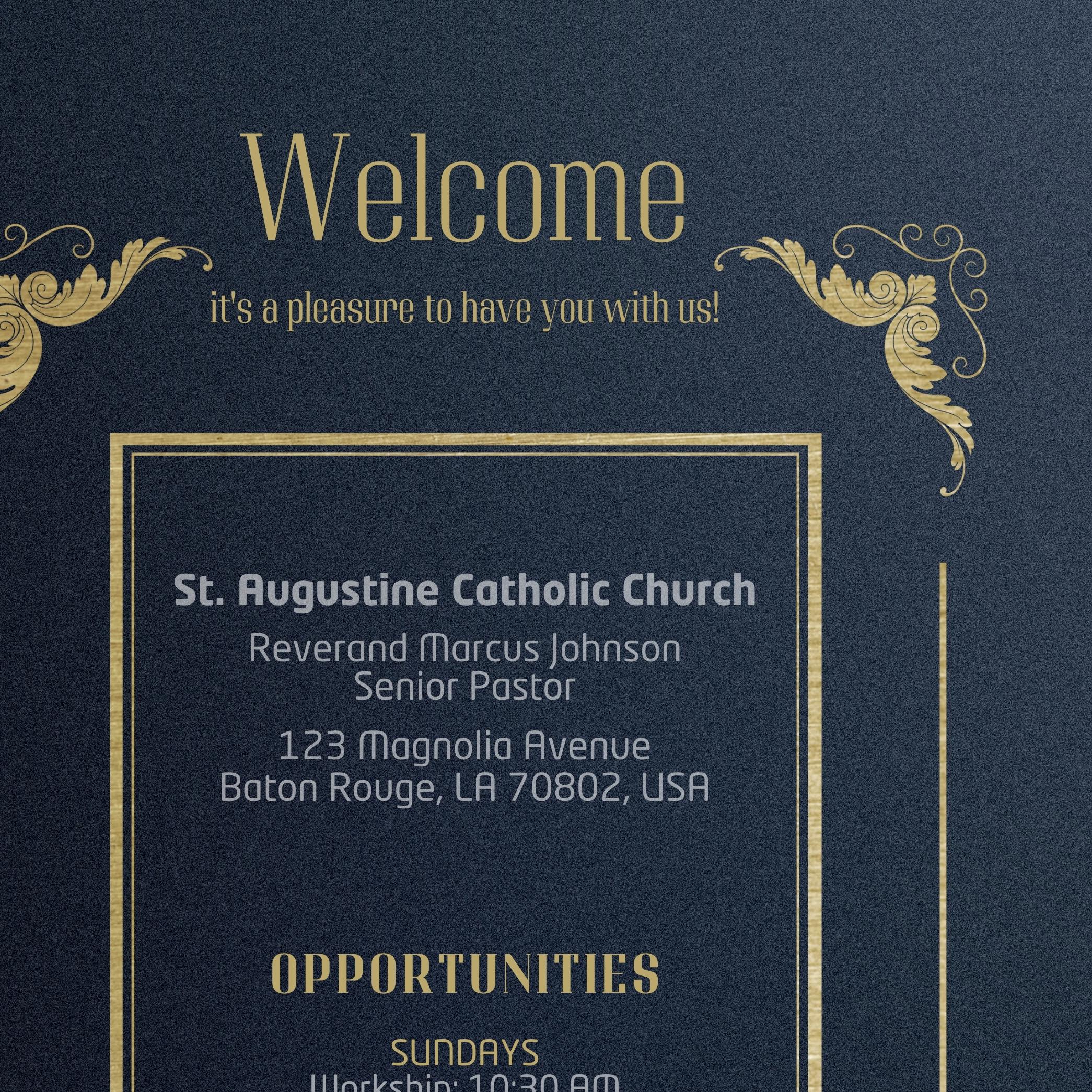 Customizable Church Visitor Card Template for Canva, Black Gold, Church ...