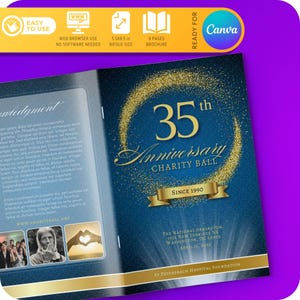 Anniversary Gala Program Template | Luxury Blue Gold | Fundraiser Event ...