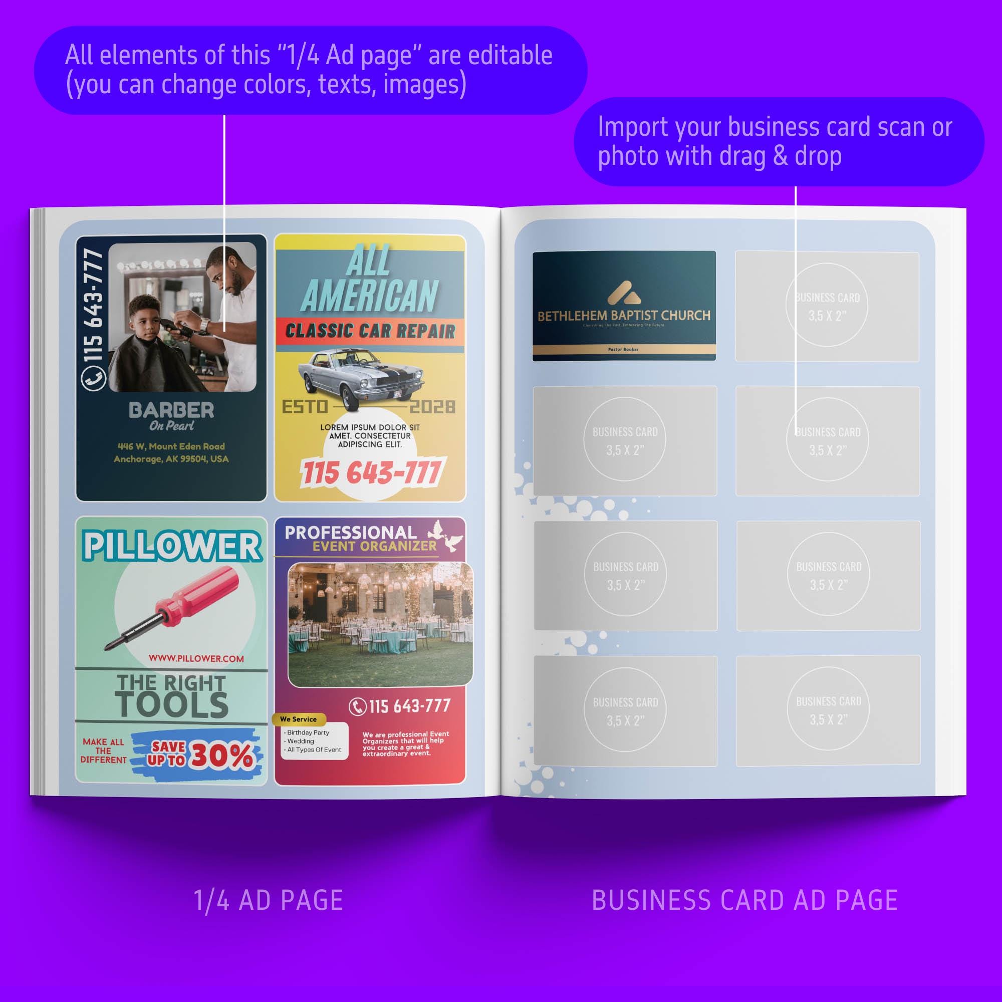 Church Souvenir Book Ad Photo DIY Templates, Editable Congratulations ...