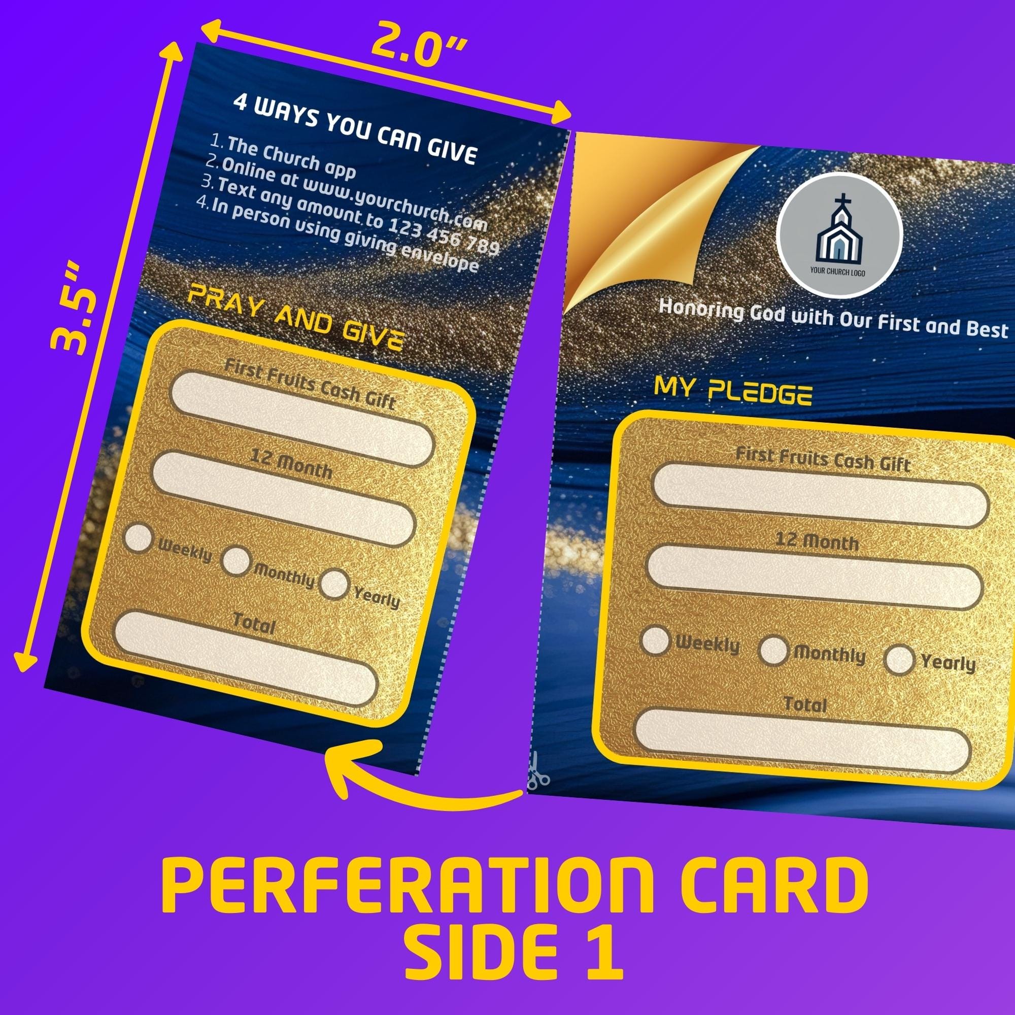 Church Giving Card Campaign Template for Church Fundraiser Support Card Faith-based Contribution ...