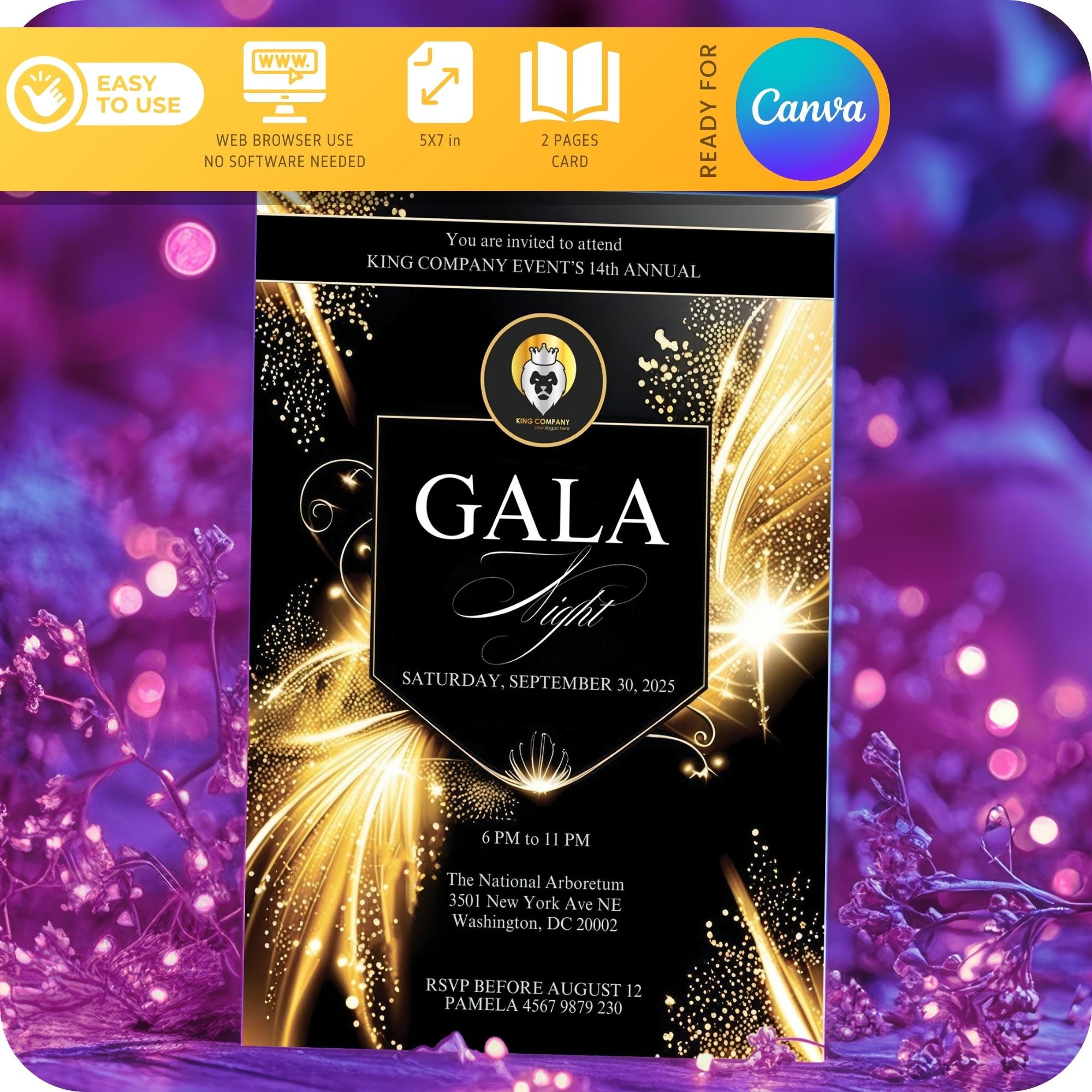 Editable Gala Invitation Template, Gala Party, Corporate Fundraiser ...