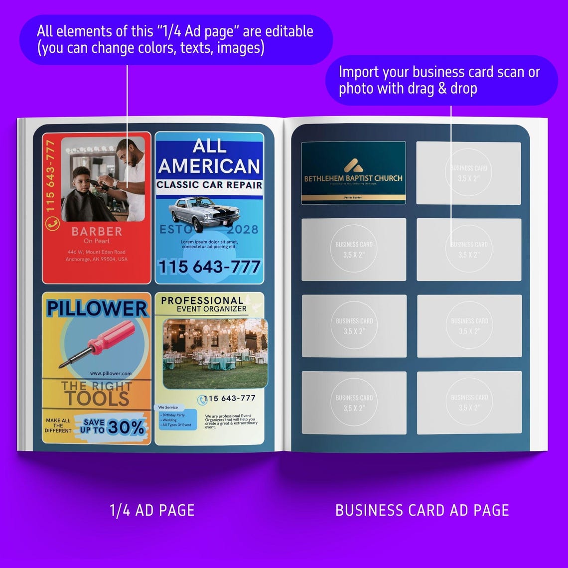 DIY Church Souvenir Book Ad Photo Templates, Editable, Gold Art Deco ...