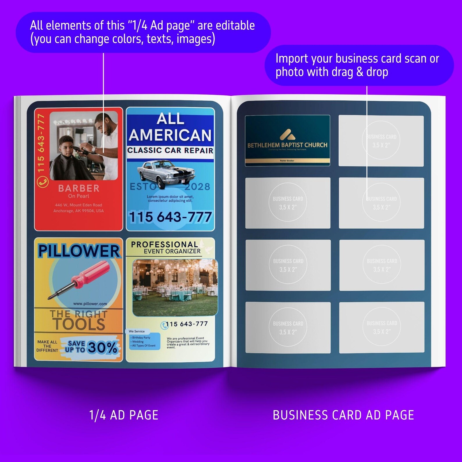 DIY Church Souvenir Book Ad Photo Templates, Editable, Gold Art Deco ...