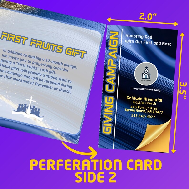 Church Giving Card Campaign Template for Church Fundraiser Support Card ...
