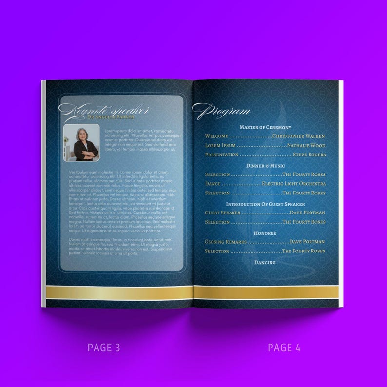 Anniversary Gala Program Template | Luxury Blue Gold | Fundraiser Event ...