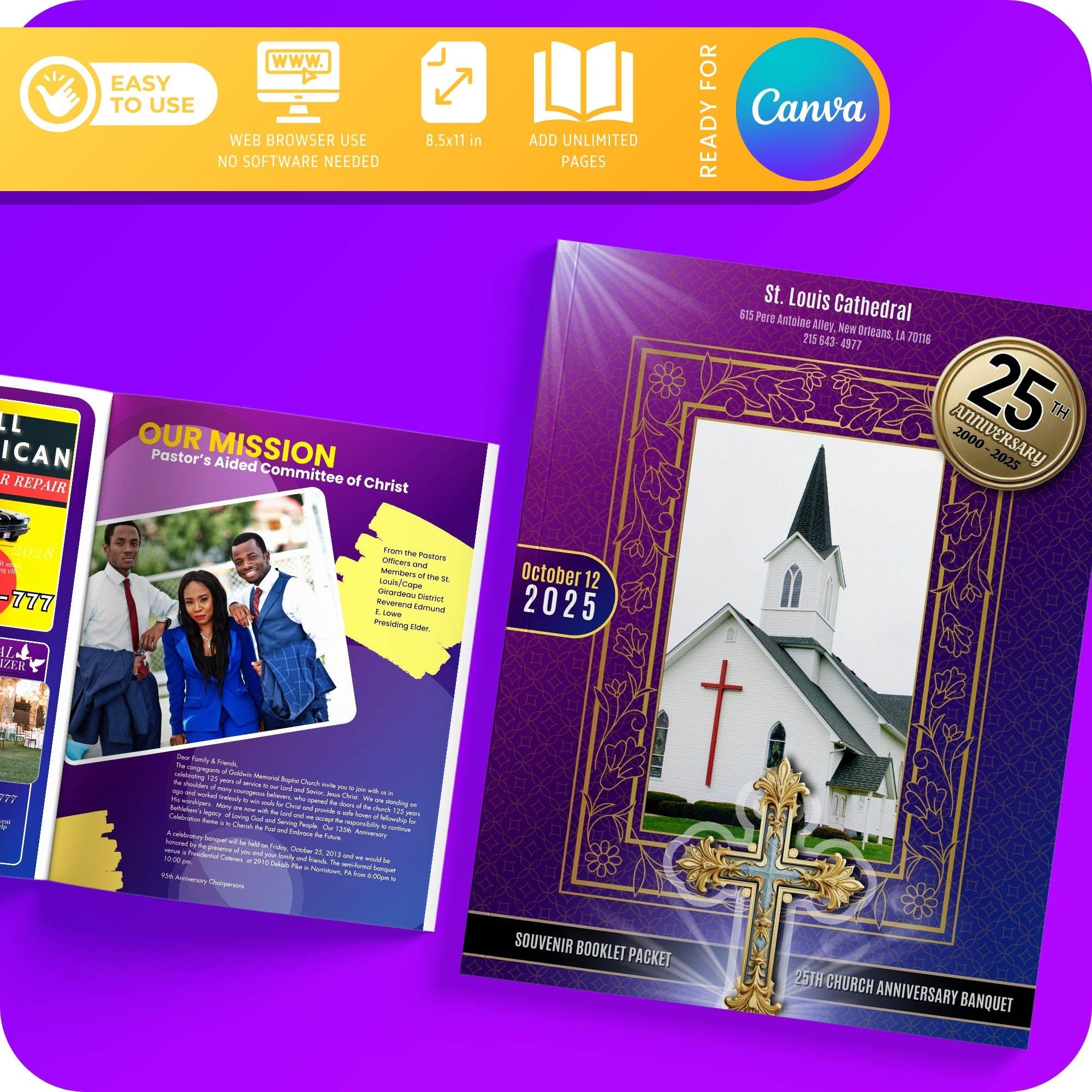 Editable Church Souvenir Book Ad Photo Templates, DIY, Gold Ornament ...