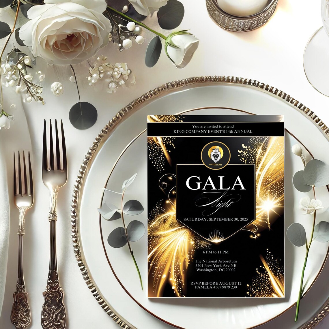 Editable Gala Invitation Template, Gala Party, Corporate Fundraiser Business Invitation ...