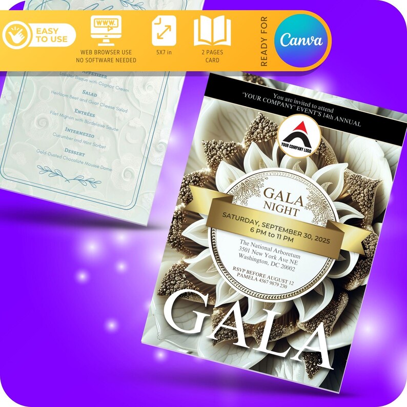 Gala Invitation DIY Template, Gala Party, Corporate Invite Fundraiser ...