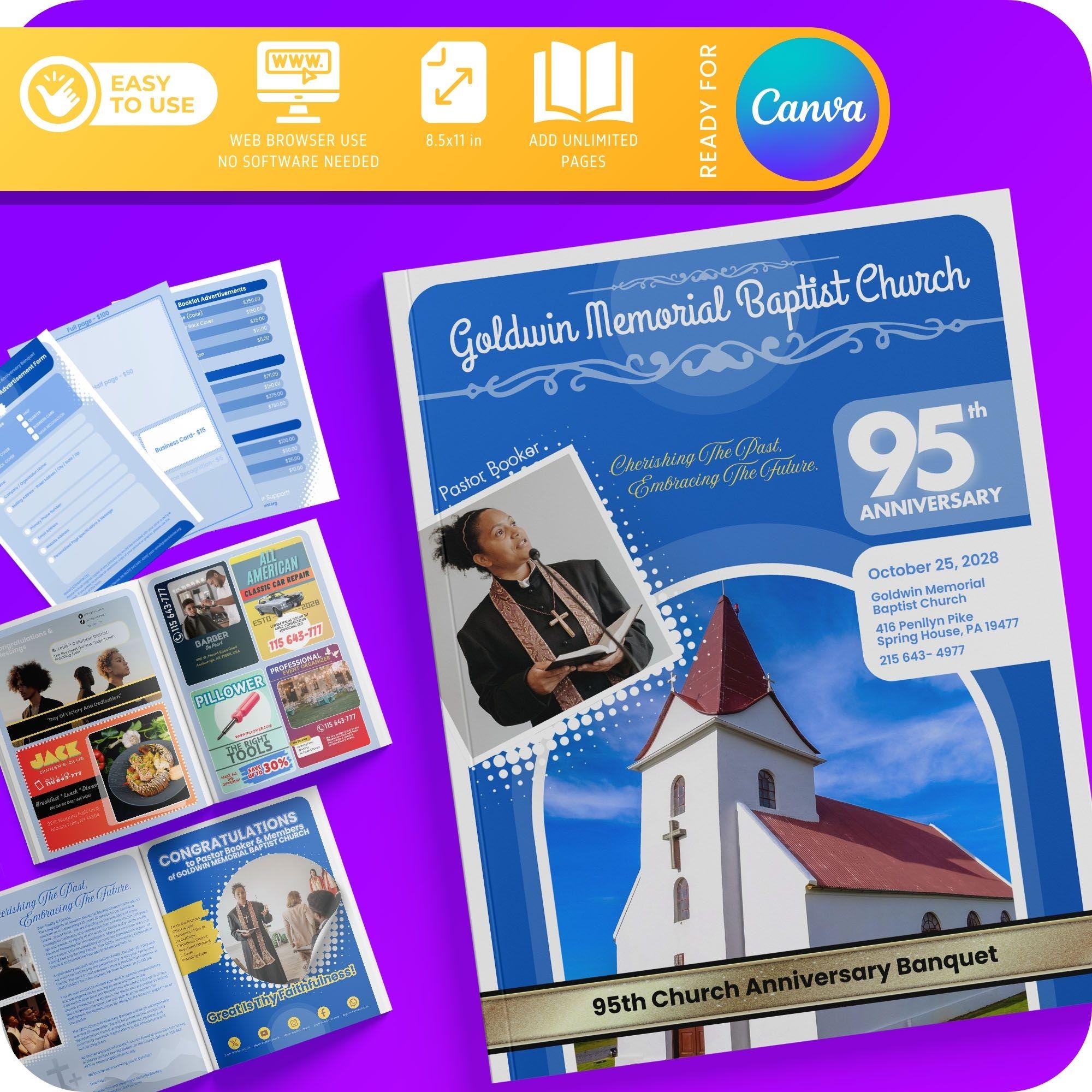 Church Souvenir Book Ad Photo DIY Templates, Editable Congratulations ...