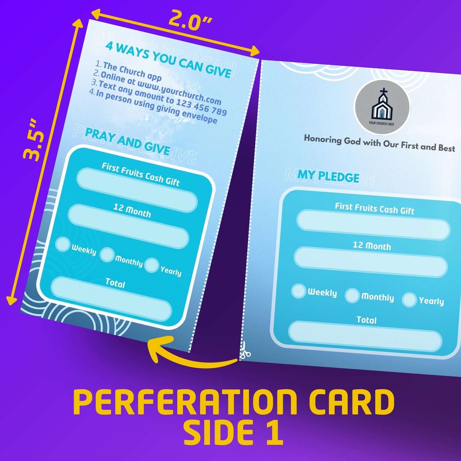 Church Giving Campaign Card Template for Church Fundraiser Support Card Faith-based Contribution ...