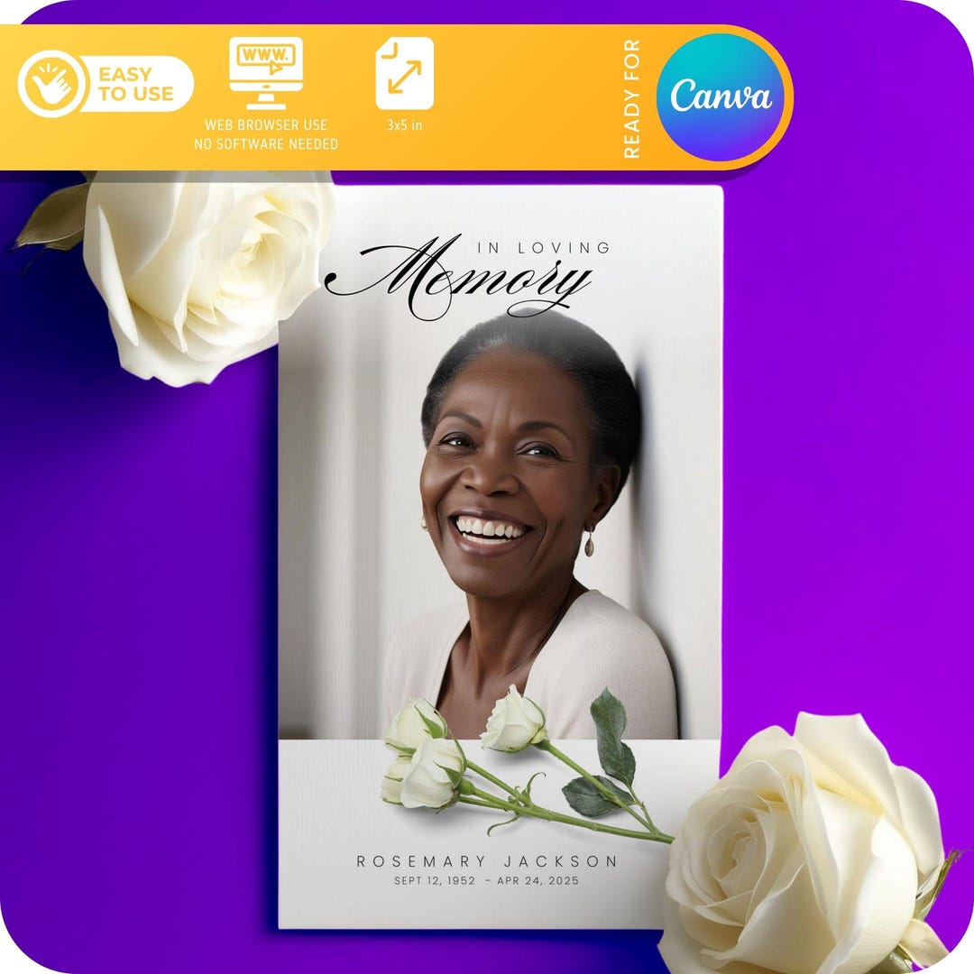 ROSA Theme | Funeral Prayer Card Template, Paradise, Celebration of ...