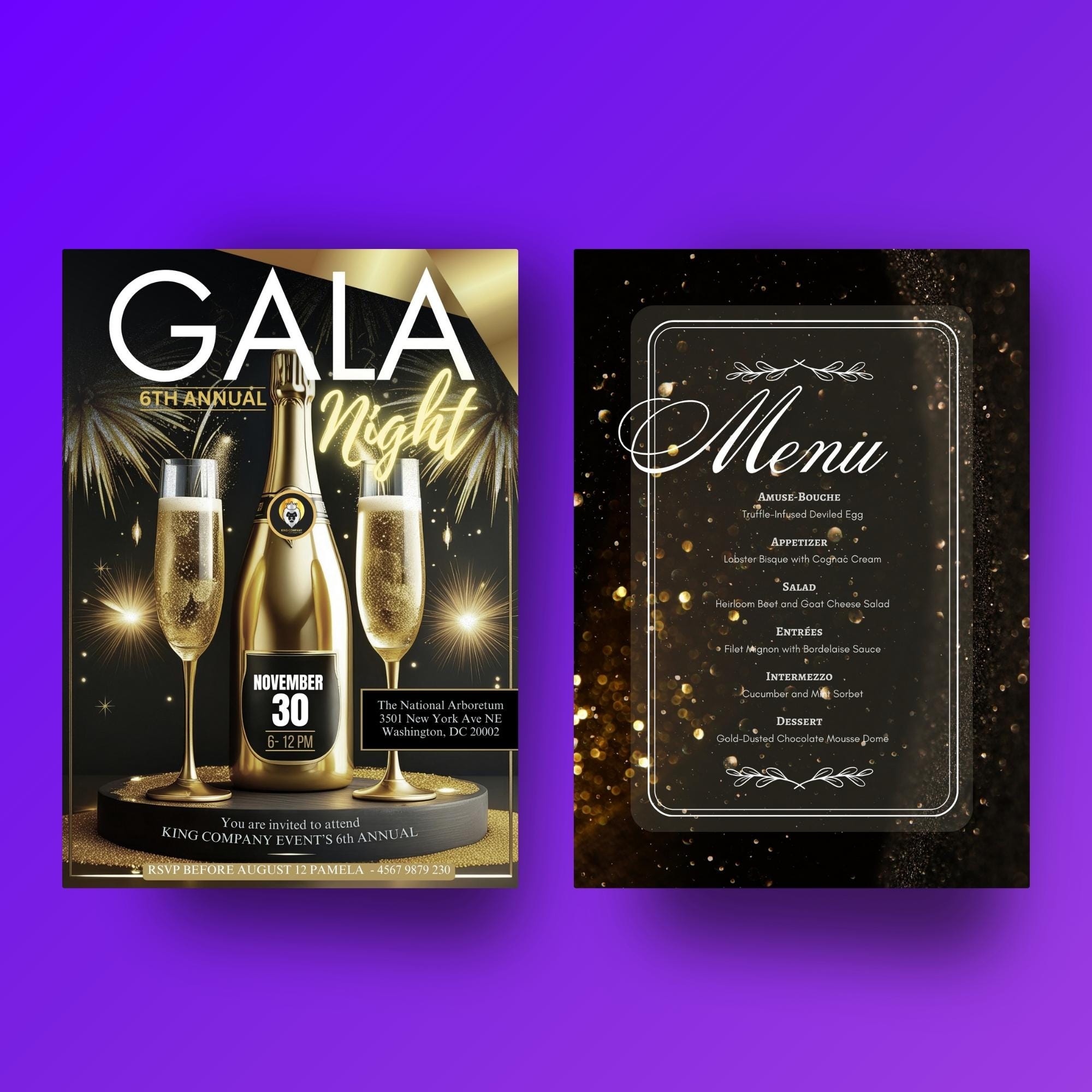 Gala Night Invitation Template, Black and Gold, Anniversary (MADE FOR ...