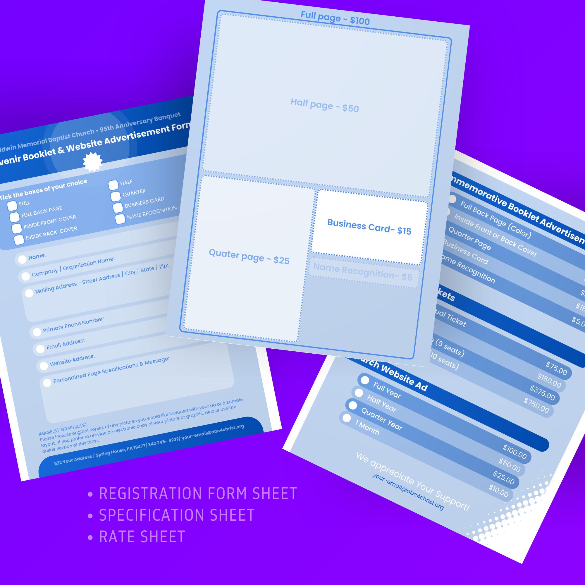 Church Souvenir Book Ad Photo DIY Templates, Editable Congratulations ...