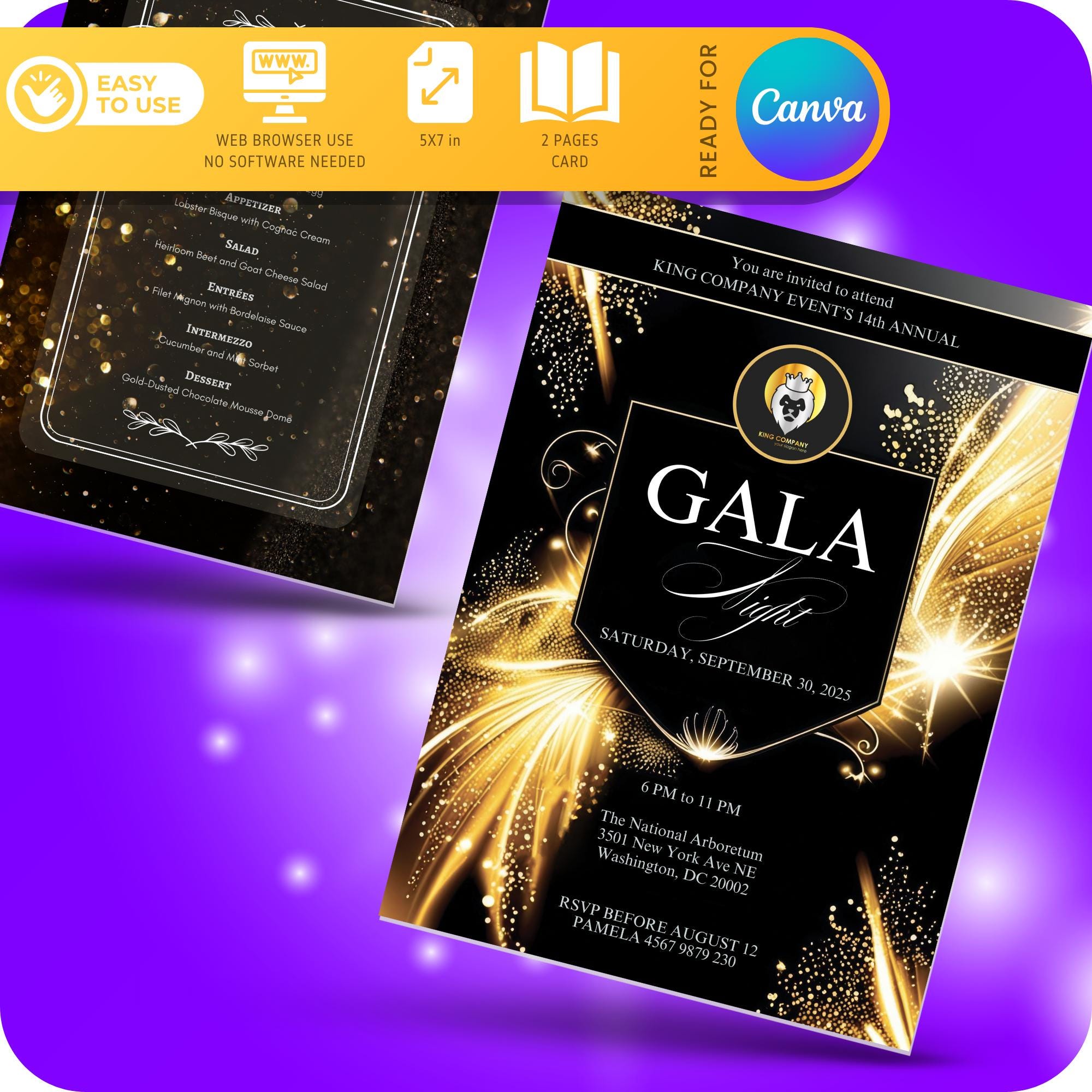Editable Gala Invitation Template, Gala Party, Corporate Fundraiser ...