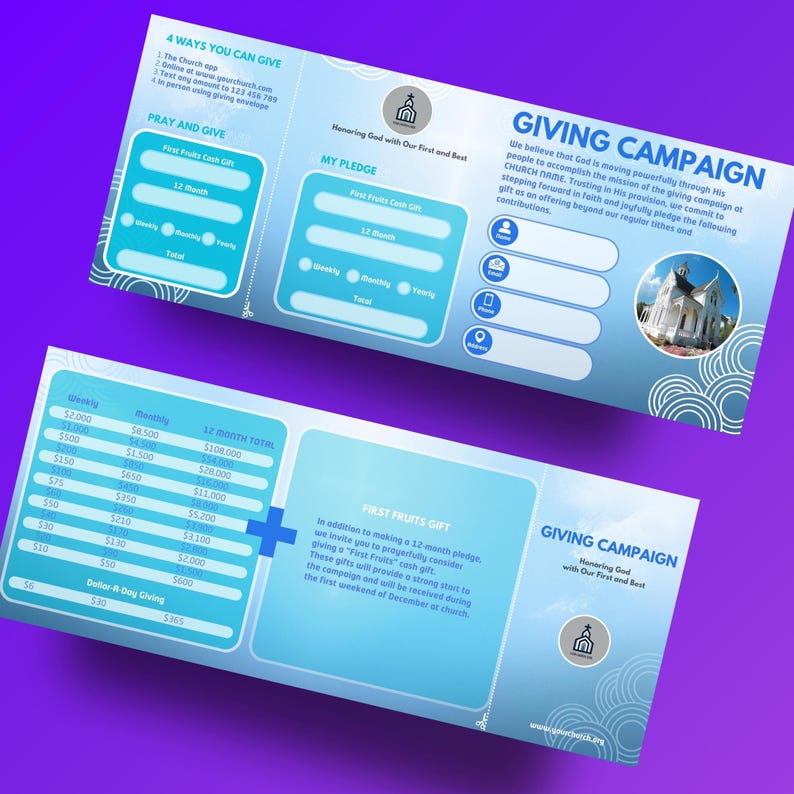 Church Giving Campaign Card Template, Christian Fundraiser (digital ...