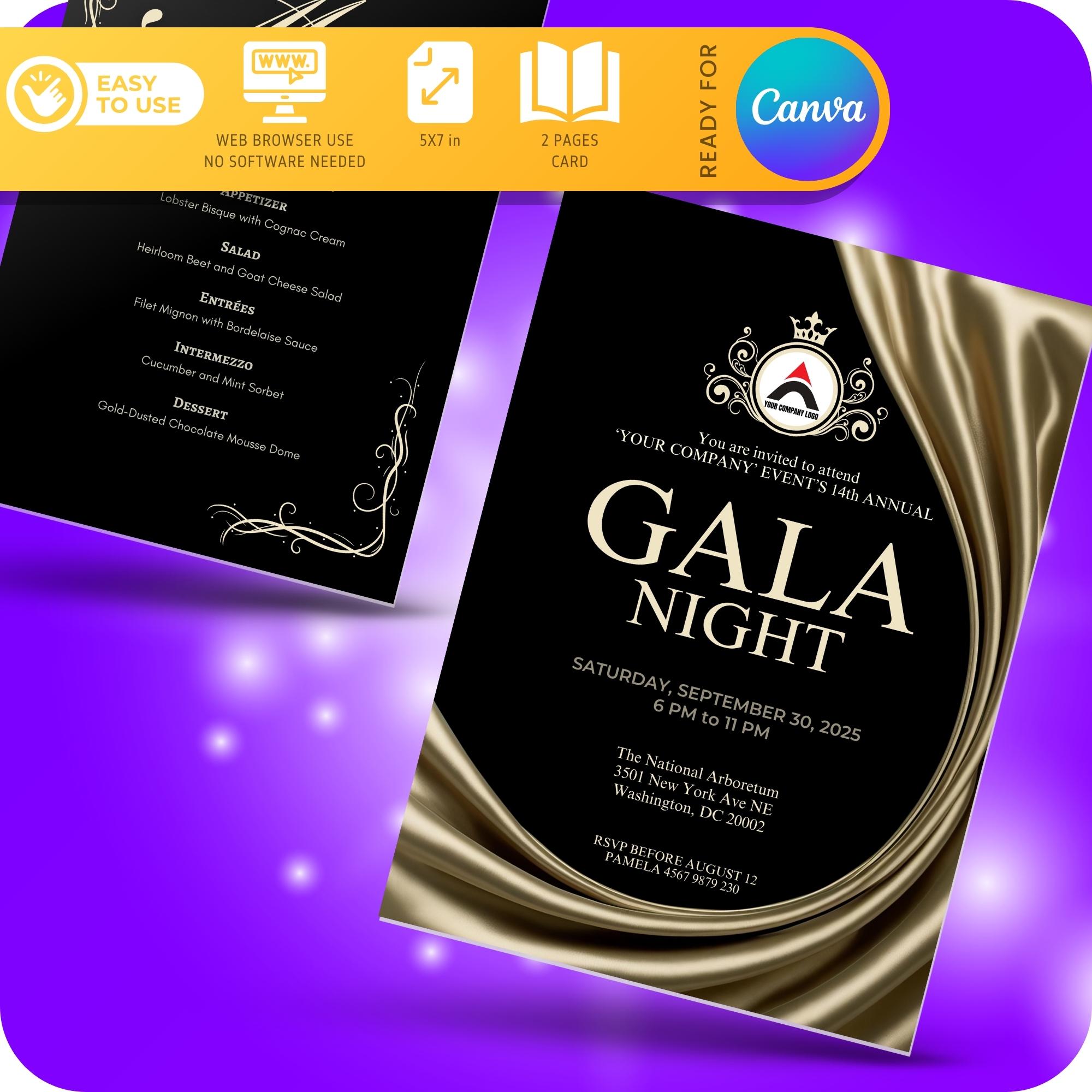 Anniversary Gala Invitation Template, Gala, Corporate Fundraiser Business Invitation Anniversary ...