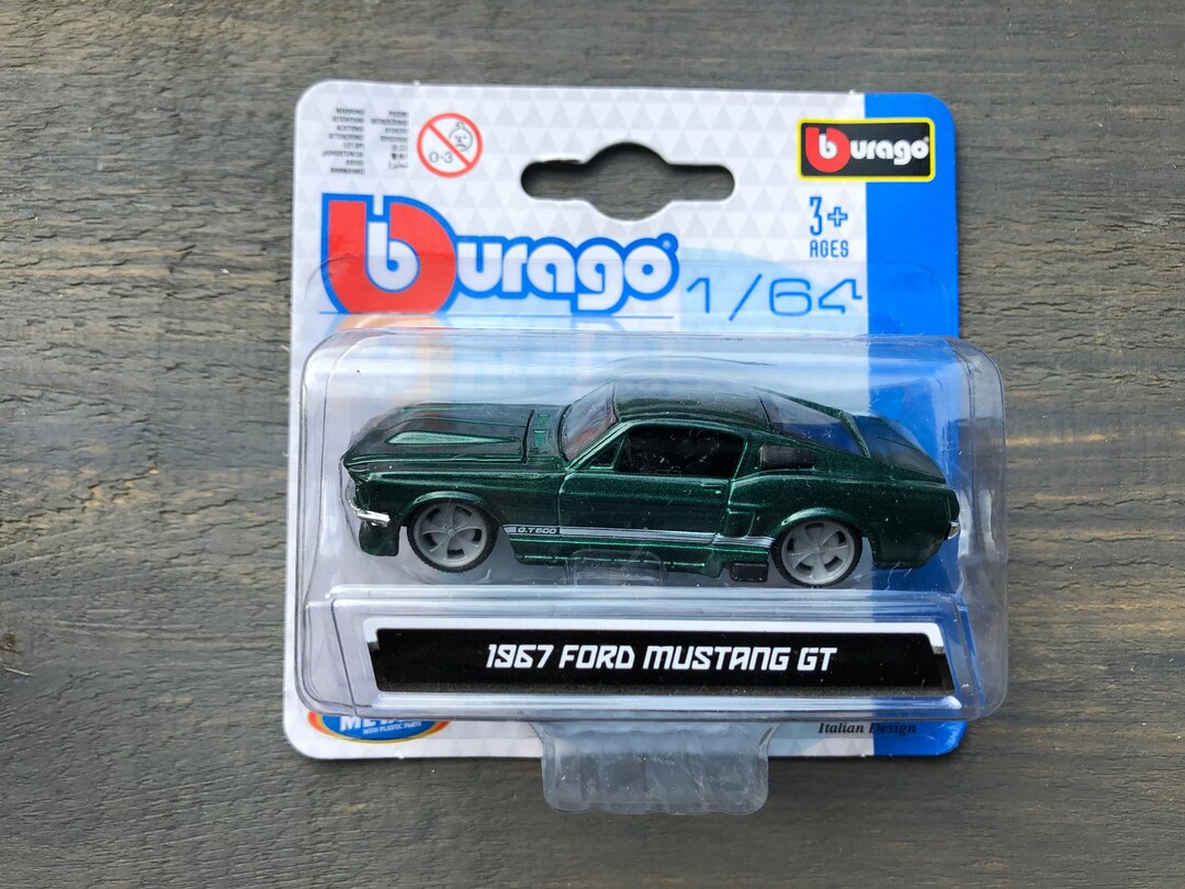 Ford Mustang GT 1967 Green Burago 1:64 Metal Scale Model Die Cast Toy ...