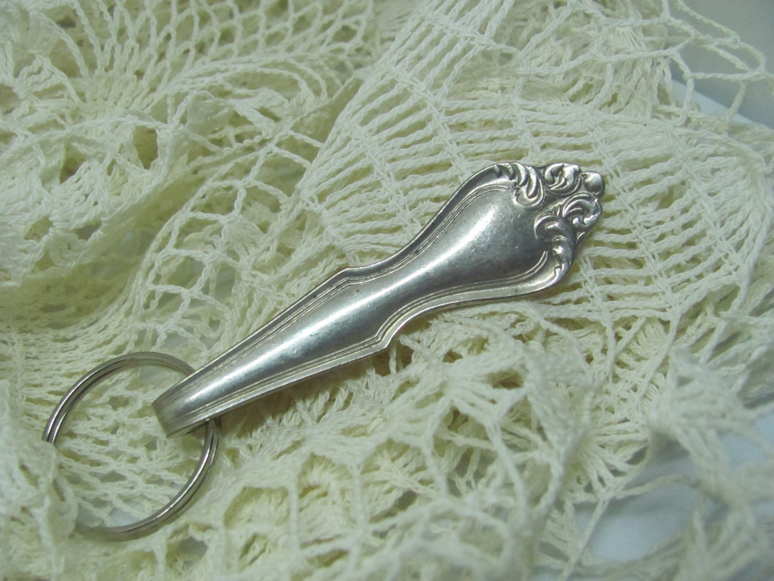 Ornate Silver Plate Silverware Key Chain Fob Rare Patterns | Etsy