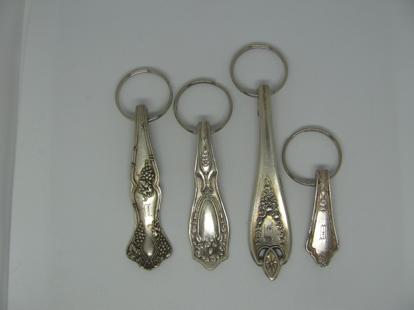 Ornate Silver Plate Silverware Key Chain Fob Rare Patterns | Etsy