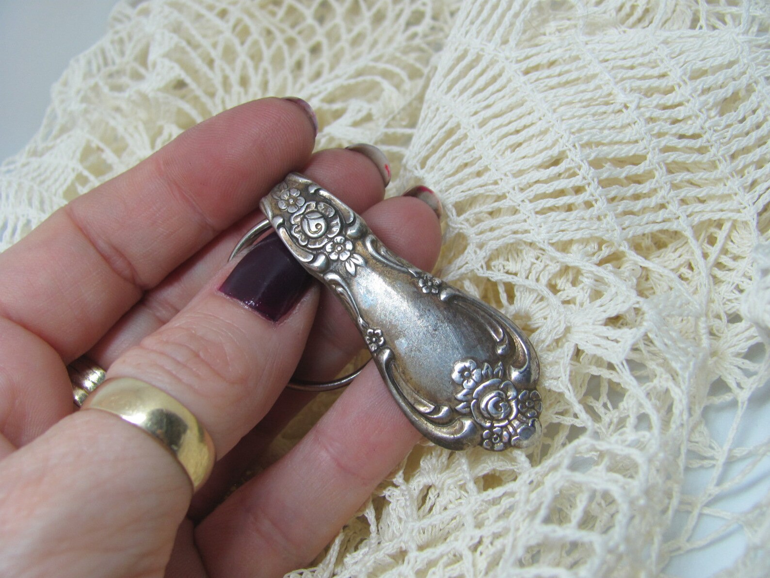 Ornate Silver Plate Silverware Key Chain Fob Rare Patterns | Etsy