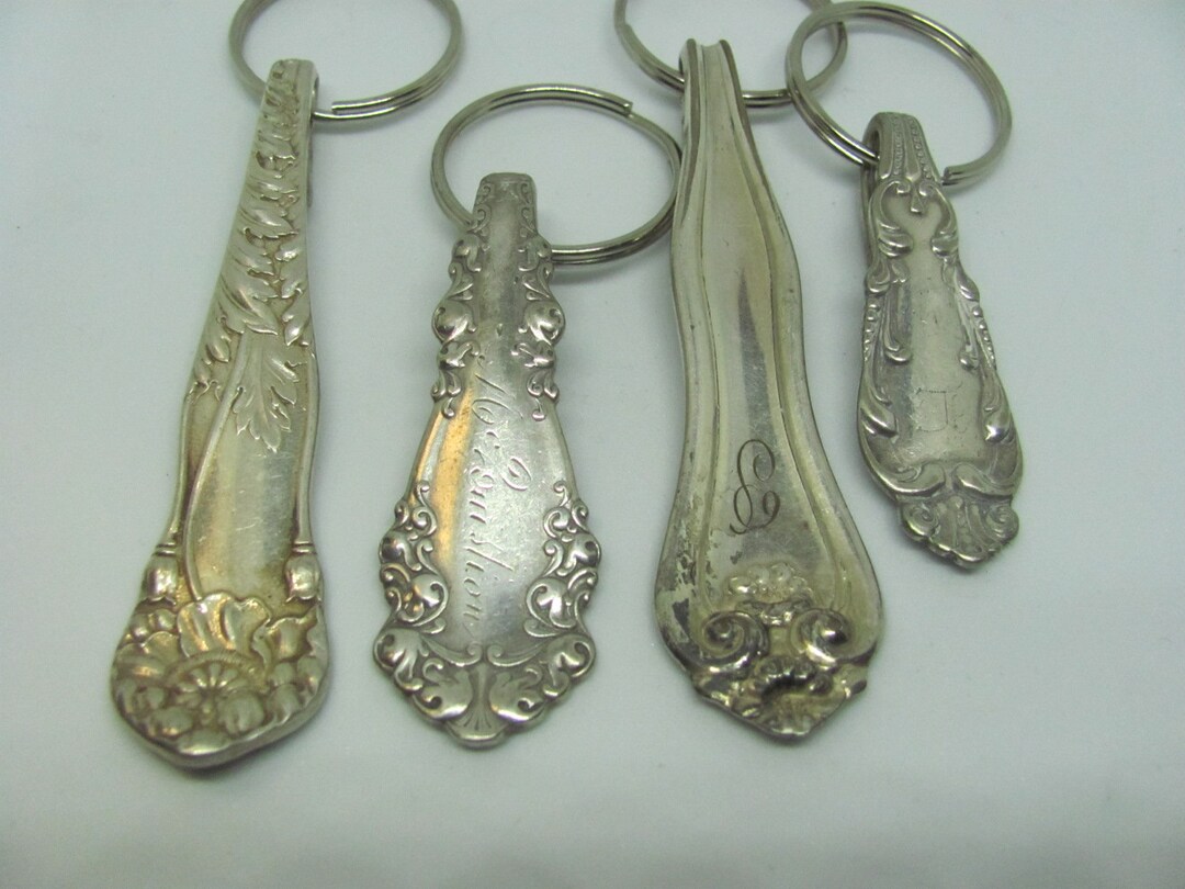 Silver Plate Silverware Key Chain Fob Purse Charm - Ornate Fancy Rare ...