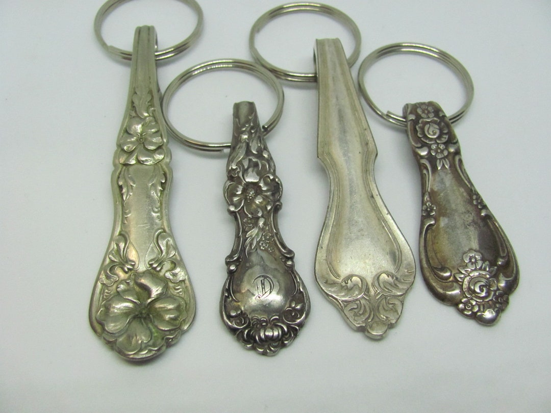 Ornate Silver Plate Silverware Key Chain Fob Rare Patterns Your Choice ...
