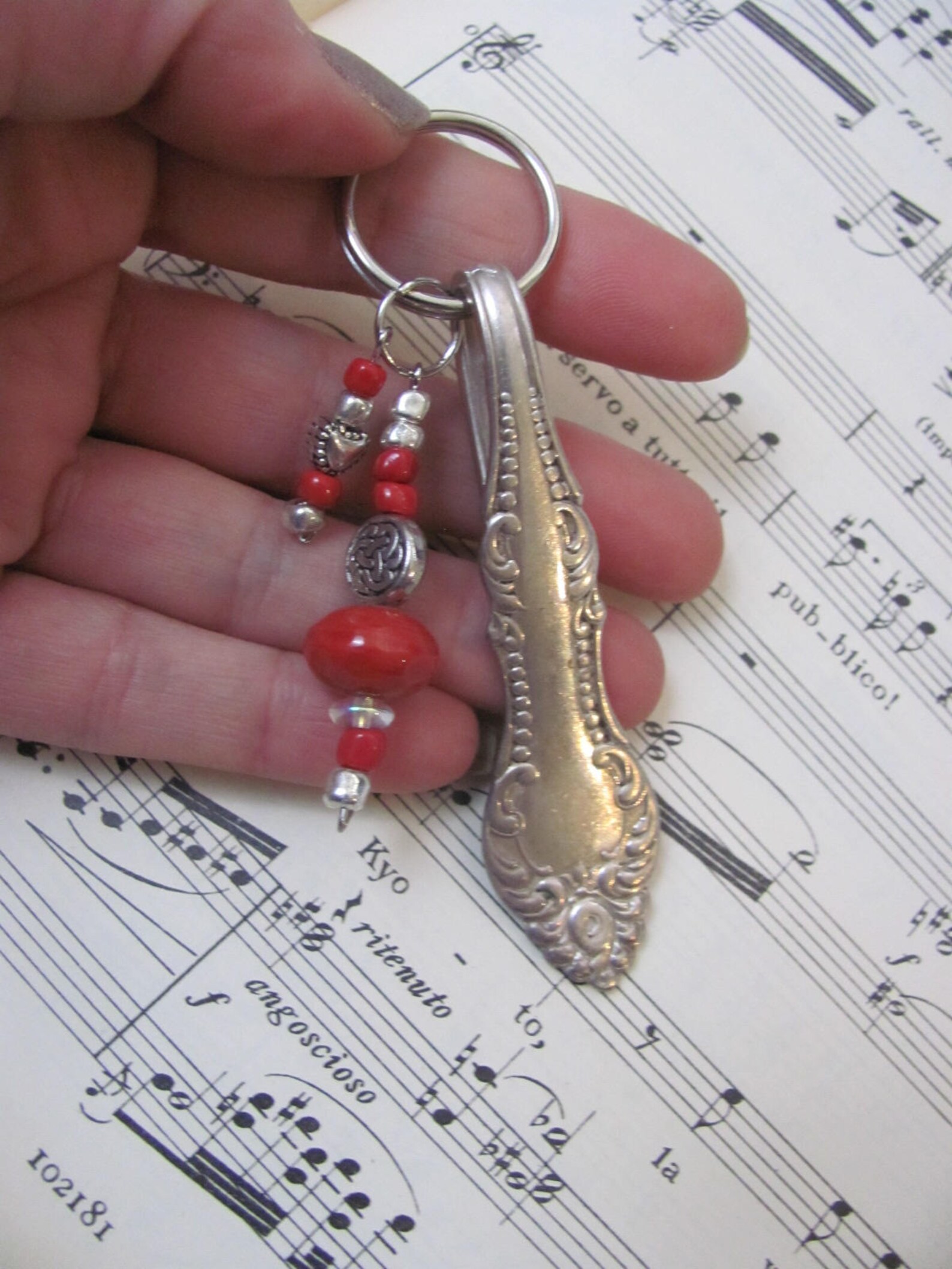 Ornate Silver Plate Silverware Key Chain Keychain Key Fob Purse Charm ...