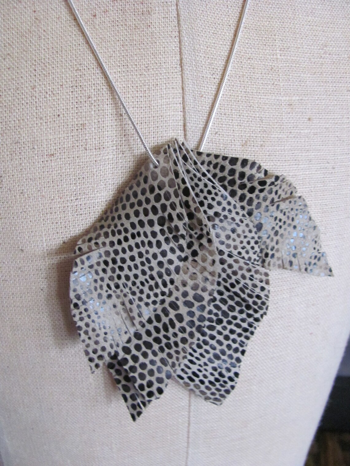 Necklace Beautiful Snake Skin Suede Leather Feather Style | Etsy