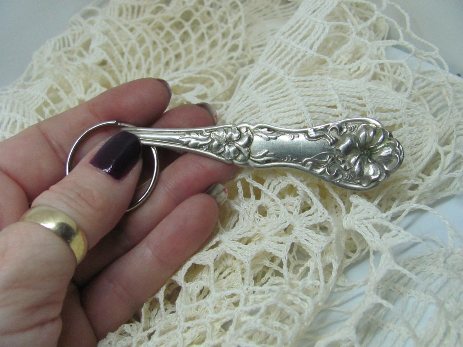 Ornate Silver Plate Silverware Key Chain Fob Rare Patterns - Etsy