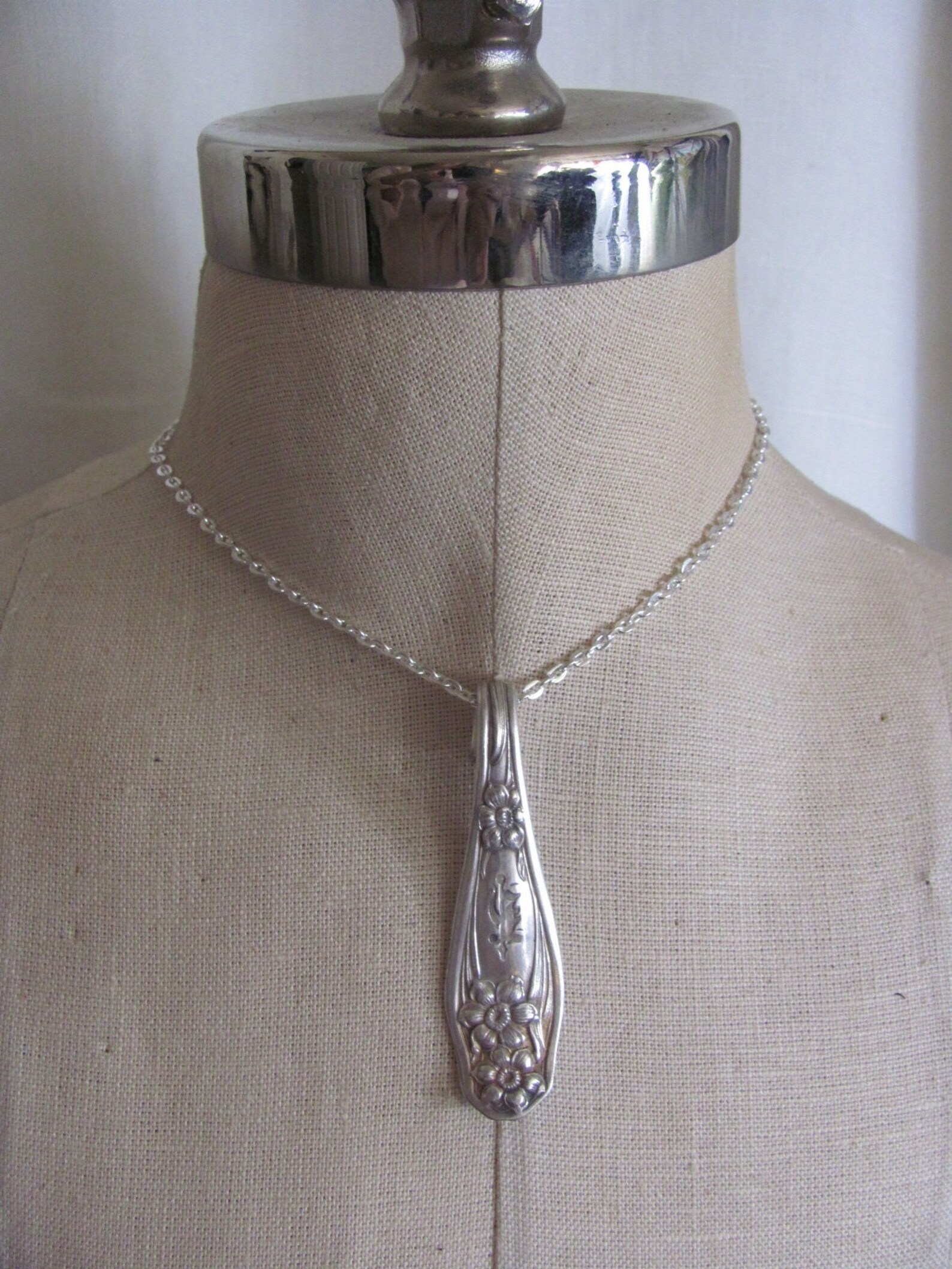 Pendant Necklace Silverware Silver Chain or Leather Cord or - Etsy
