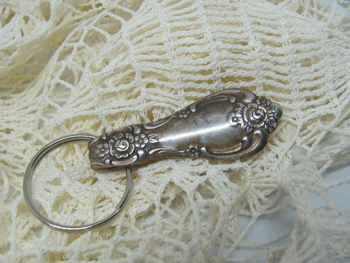 Ornate Silver Plate Silverware Key Chain Fob Rare Patterns | Etsy