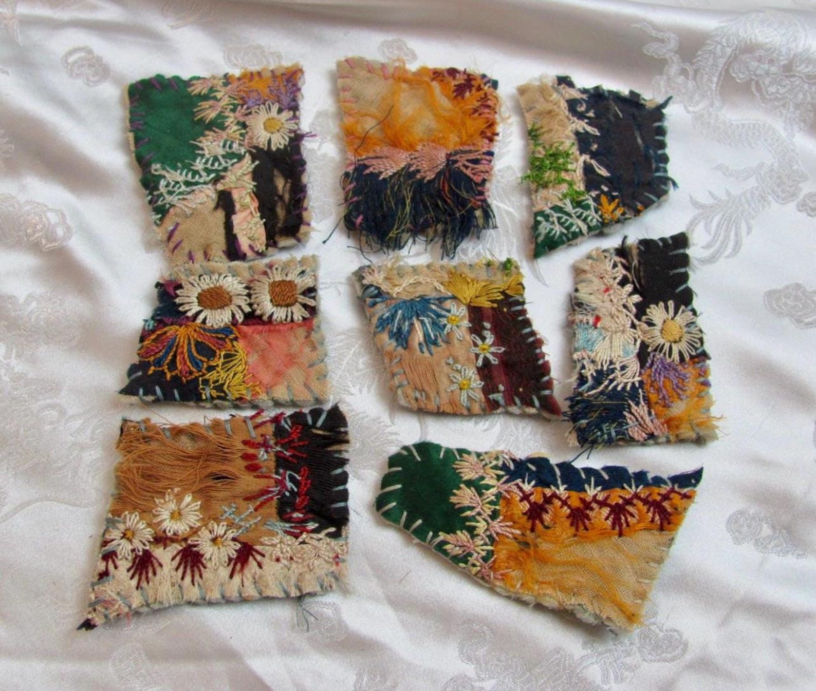Beautiful Antique Silk Crazy Quilt Piece // Choose ONE - Brooch Lapel ...