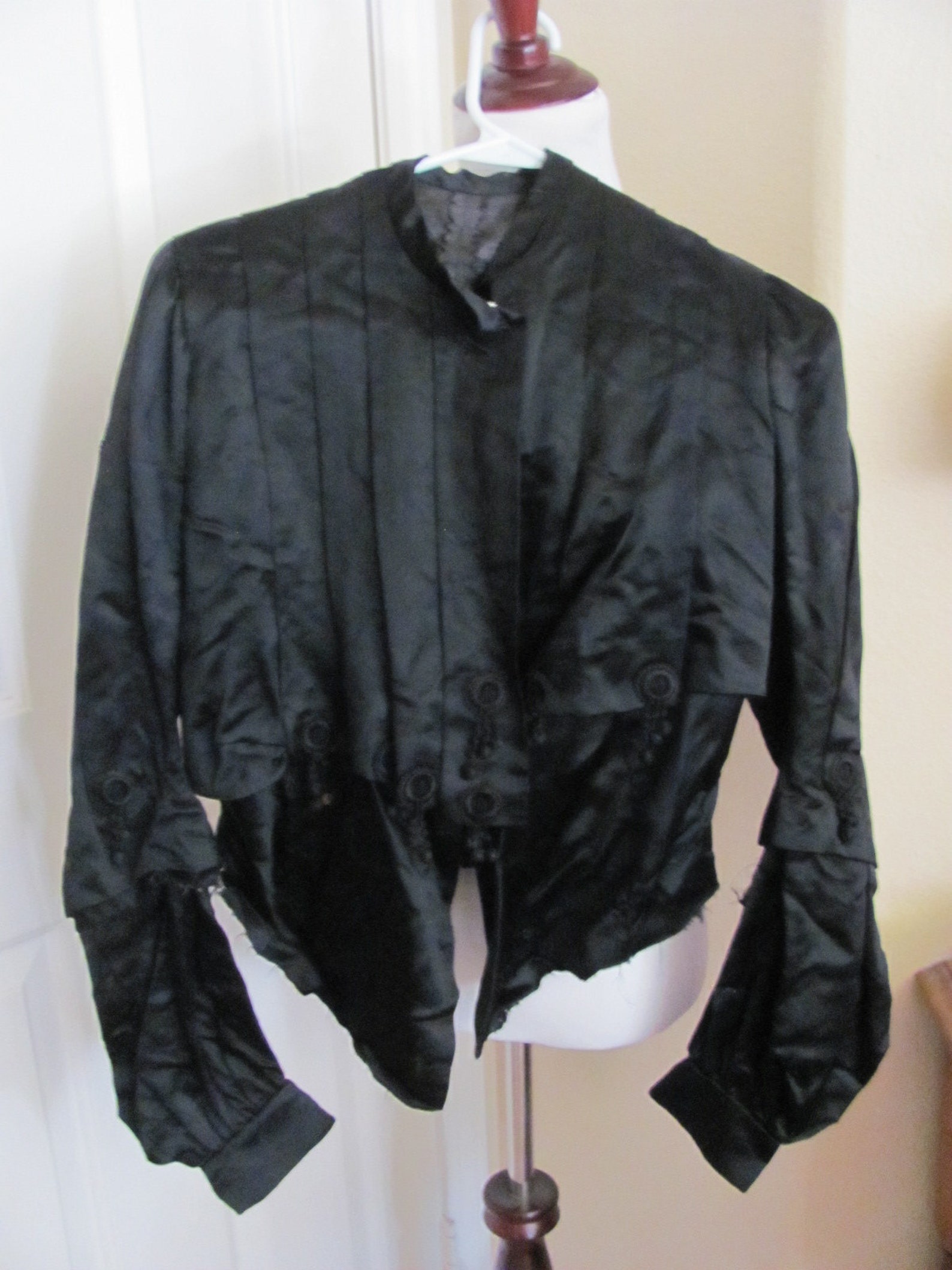 Antique Victorian Black Silk Mourning Jacket Coat Blouse Long Sleeve ...